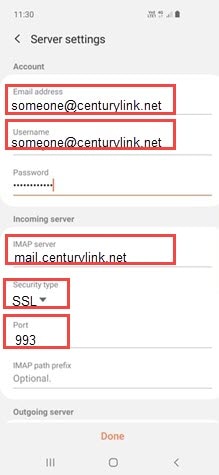 How to Update Server Settings Android – CenturyLink Email Support